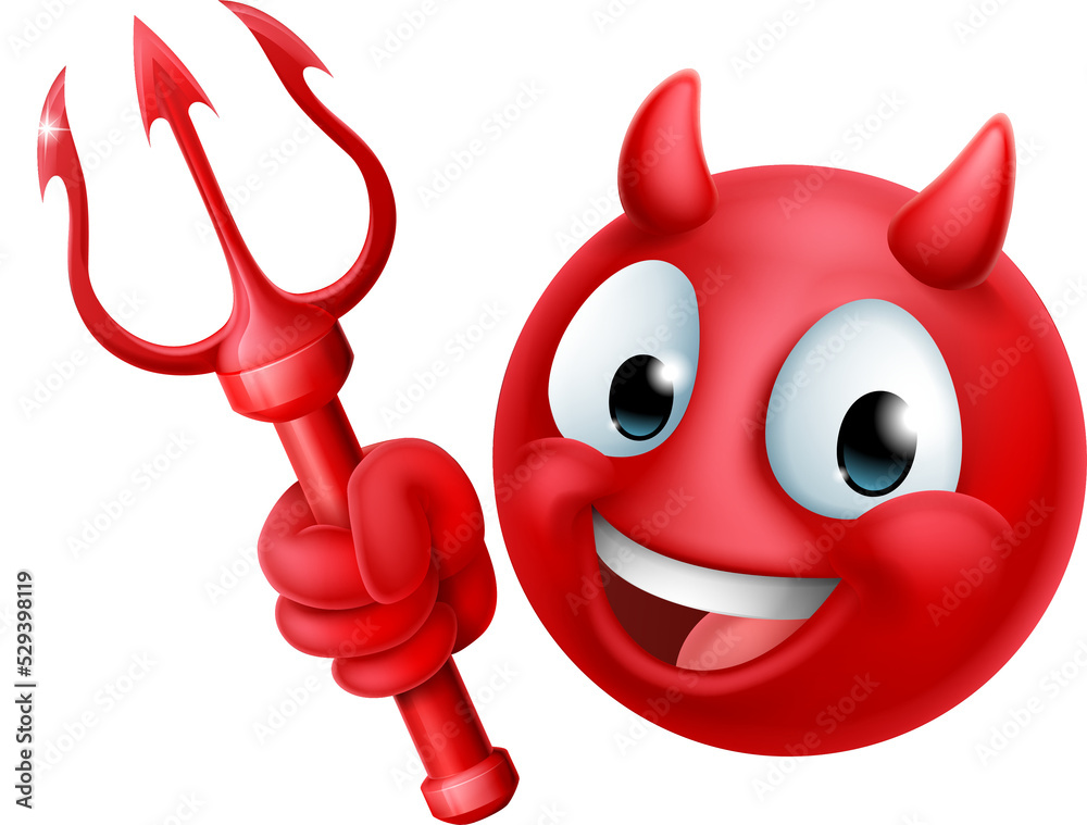 Devil Emoji Emoticon Man Face Cartoon Icon Mascot Stock Illustration ...
