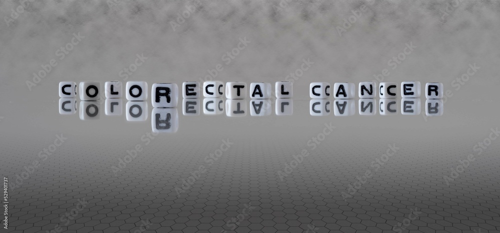 colorectal cancer word or concept represented by black and white letter ...