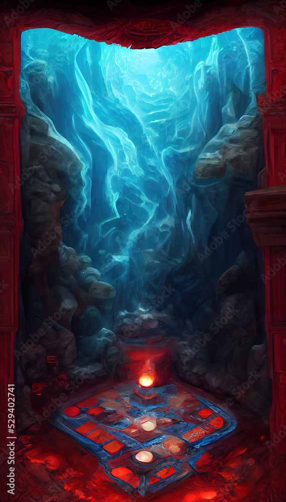 Stockillustratie Map of City with Red Tiles. River in Cave. Card Deck ...