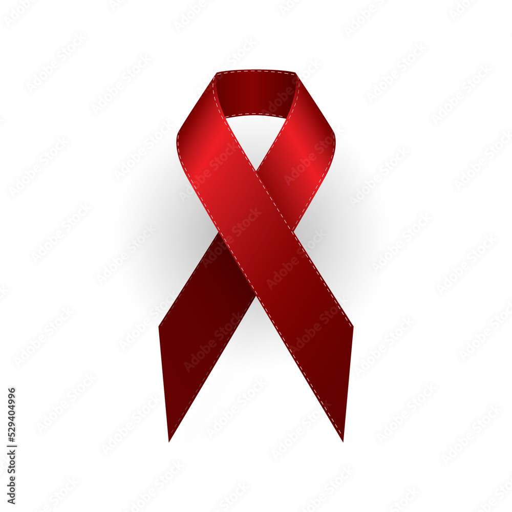 A red HIV and AIDS ribbon, support and sign or logo on a png ...
