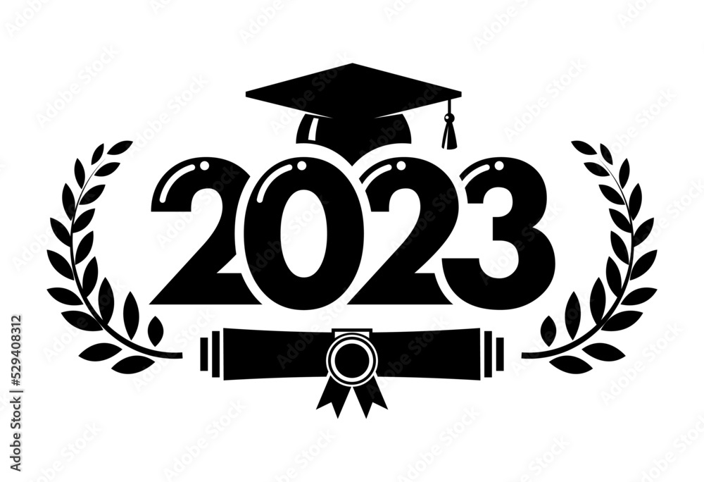 2023 class graduate. The concept of decorate congratulation with laurel ...