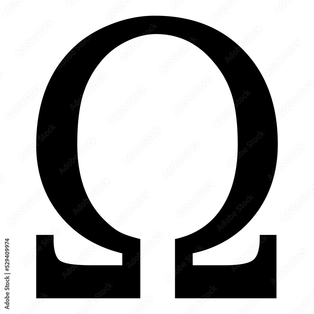 Símbolo final. Icono aislado con letra omega del alfabeto griego Stock ...