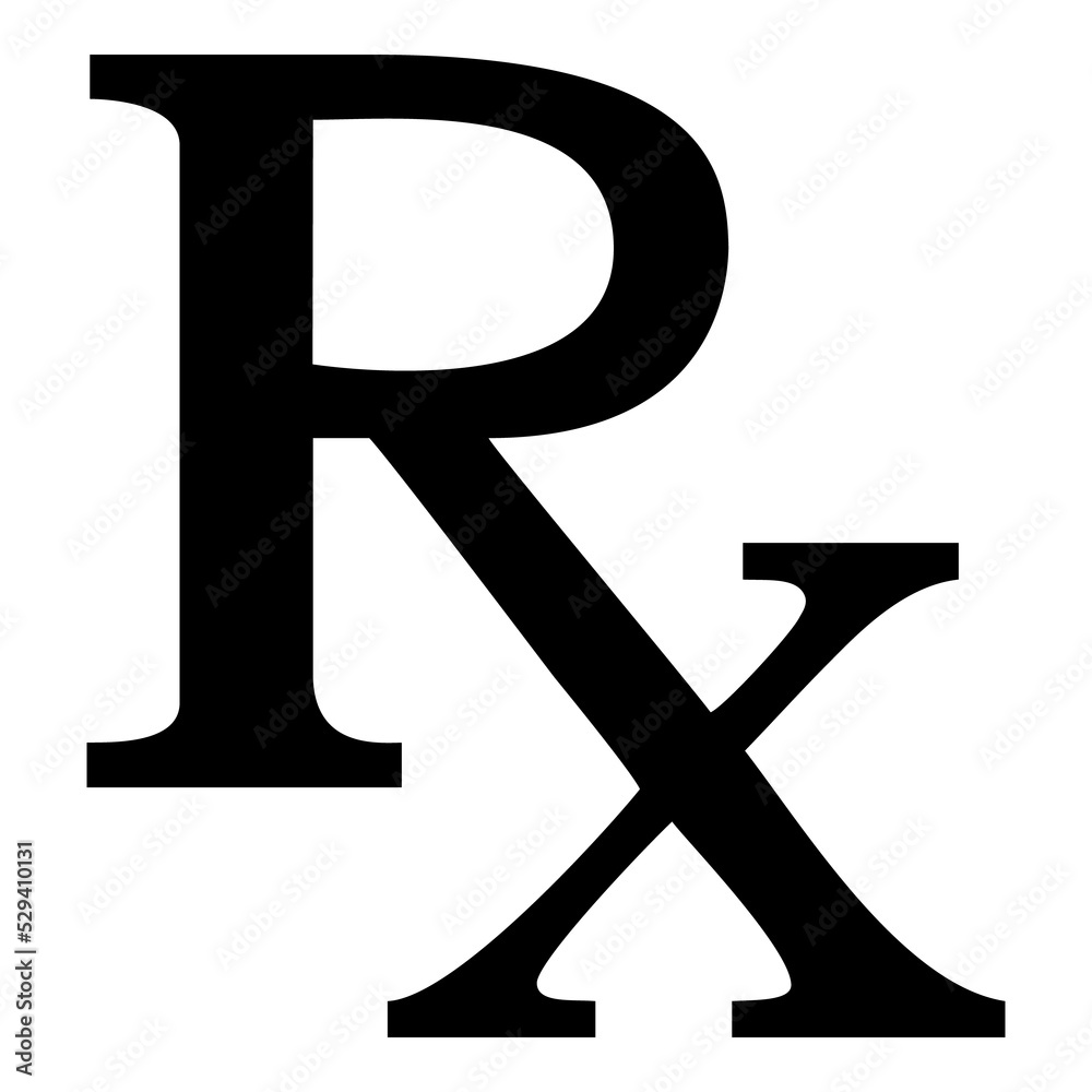Logo receta para farmacia. Símbolo medicamentos. Letras RX aisladas ...