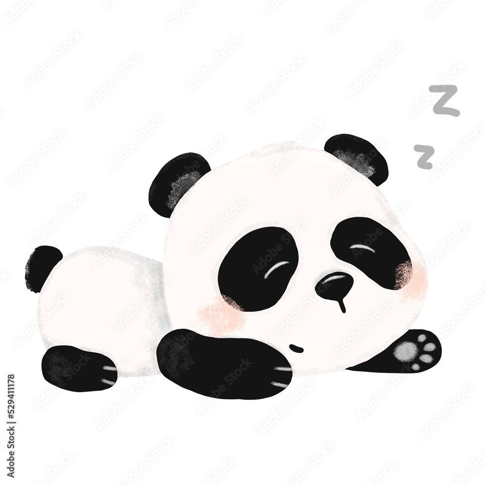 Cute little panda sleeping on a transparent background Stock ...