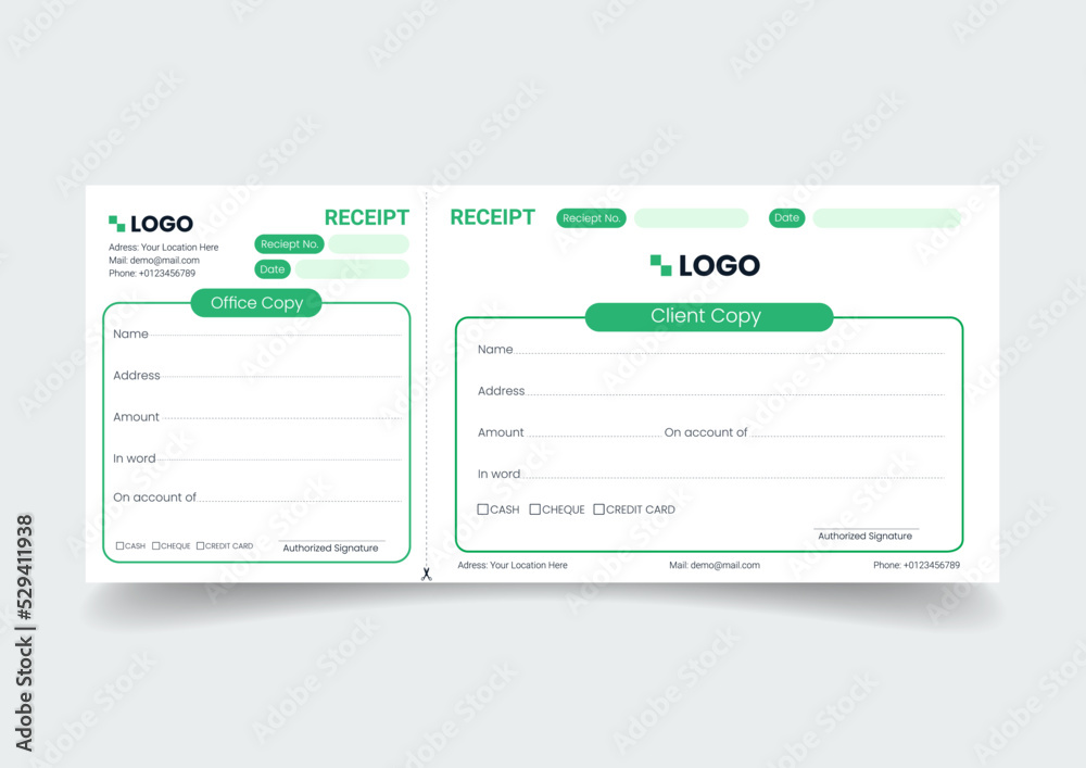 Payment paper slip with text space to add your identity and amounts ...