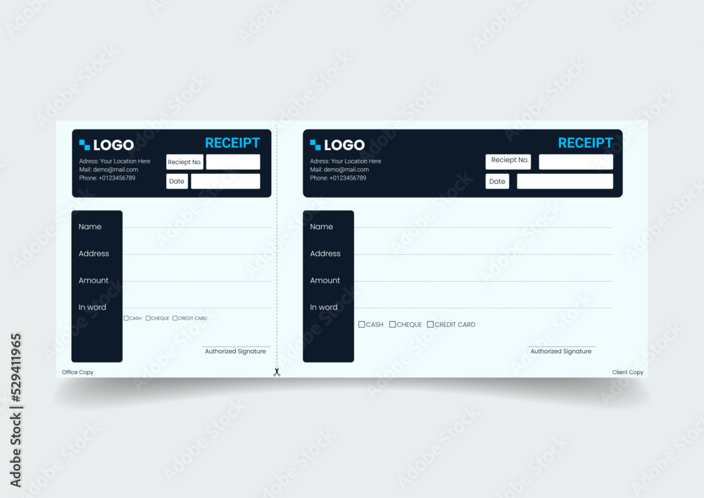Payment paper slip with text space to add your identity and amounts ...