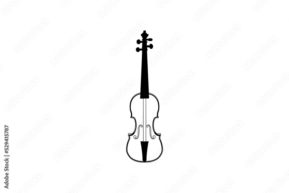 Line Art Violin Viola Fiddle Cello bass Clef music note instrument logo ...