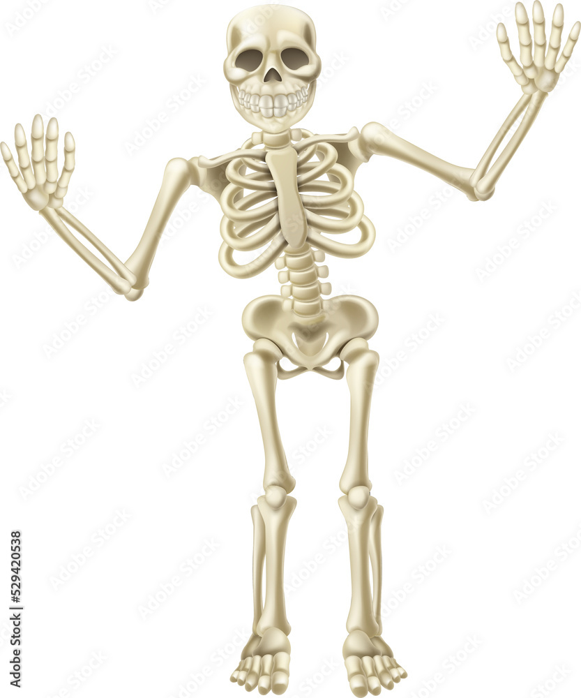 Cartoon Waving Skeleton Character Stock Illustration | Adobe Stock