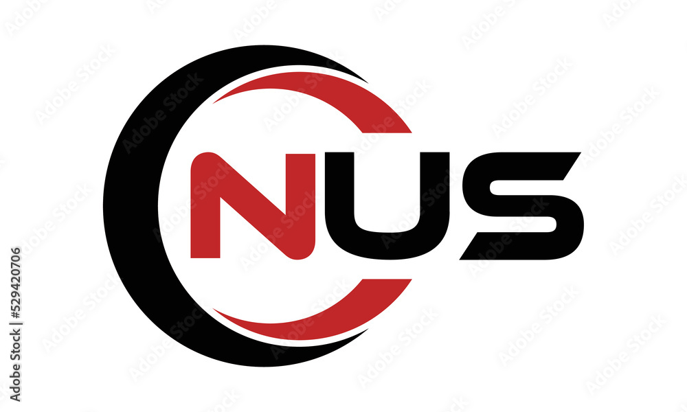 NUS three letter swoosh logo design vector template | monogram logo ...