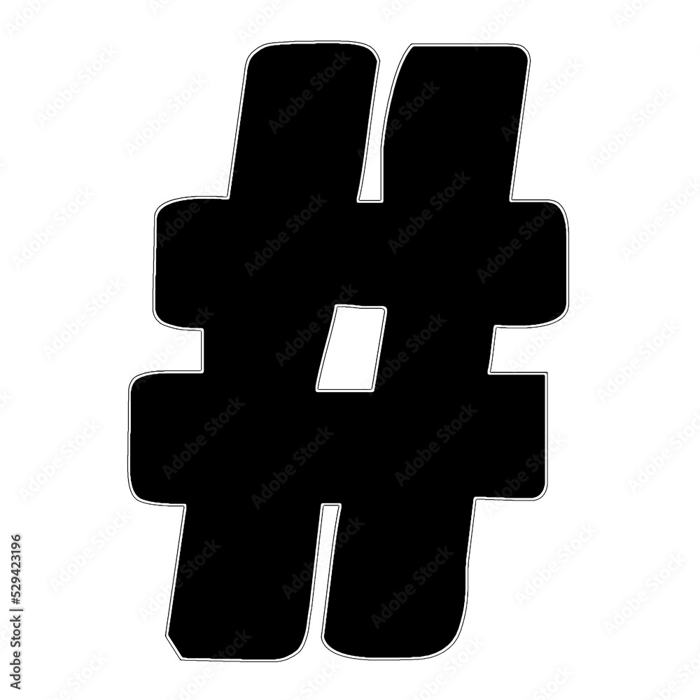 # Hashtag symbol - Illustration with black and white border outlines ...