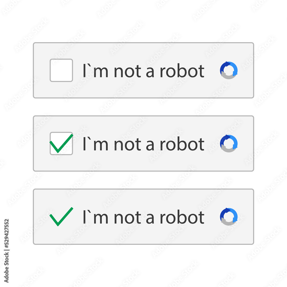 Captcha Icon I Am Not A Robot Flat Vector Illustration Isolated On White Background Stock 3025