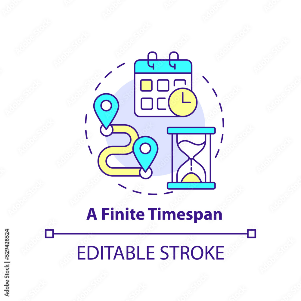 Finite timespan concept icon. Definite start and end. Project ...