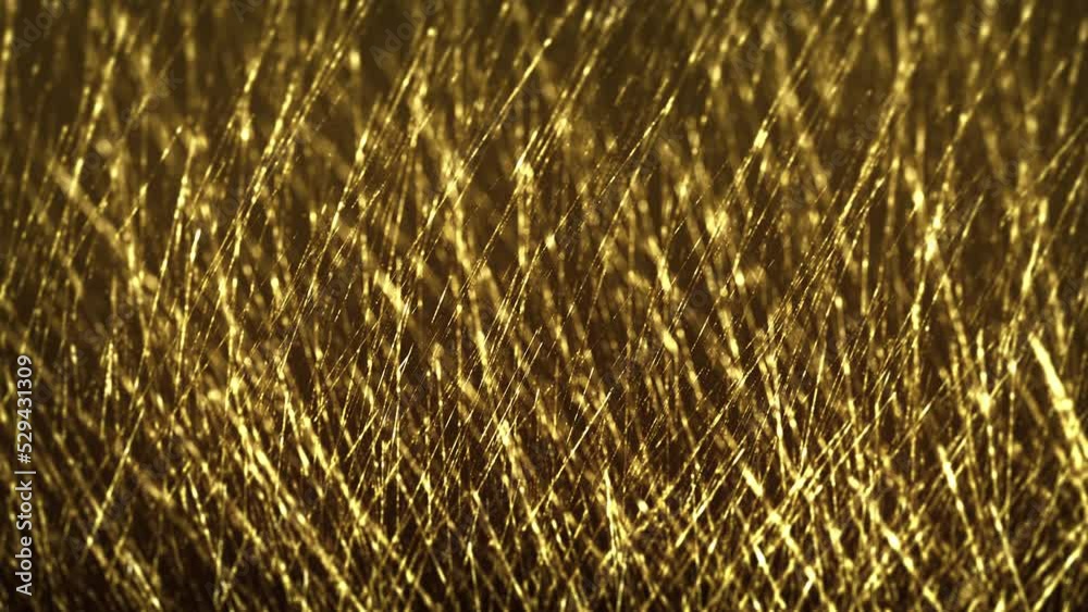 Abstract Gold Filaments Bursting Background/ 4k animation of an ...