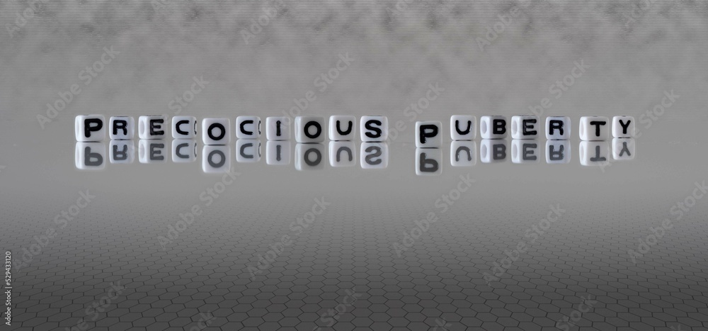 precocious puberty word or concept represented by black and white ...