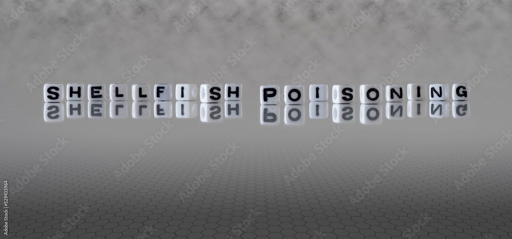 shellfish poisoning word or concept represented by black and white ...
