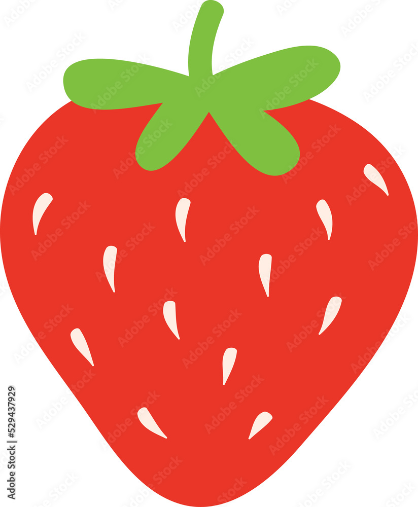 Red and green strawberry illustration. Cute vibrant graphic element ...