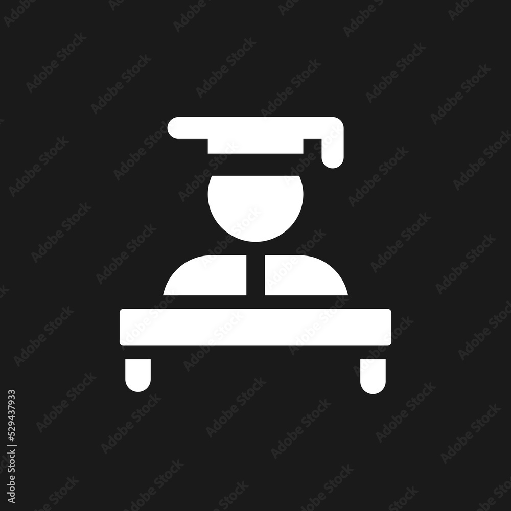 Graduation ceremony dark mode glyph ui icon. Valedictory speech. User ...