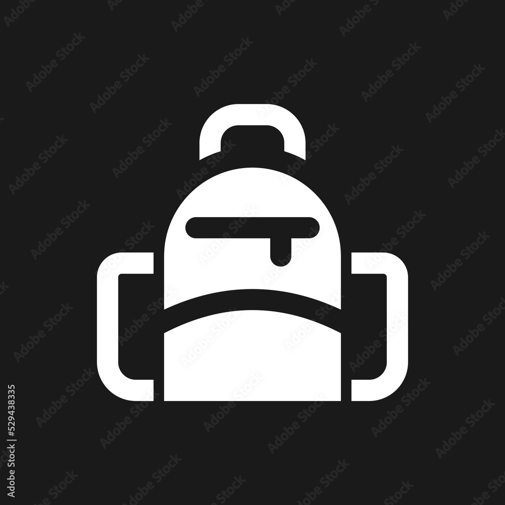School backpack dark mode glyph ui icon. Rucksack for students. User ...