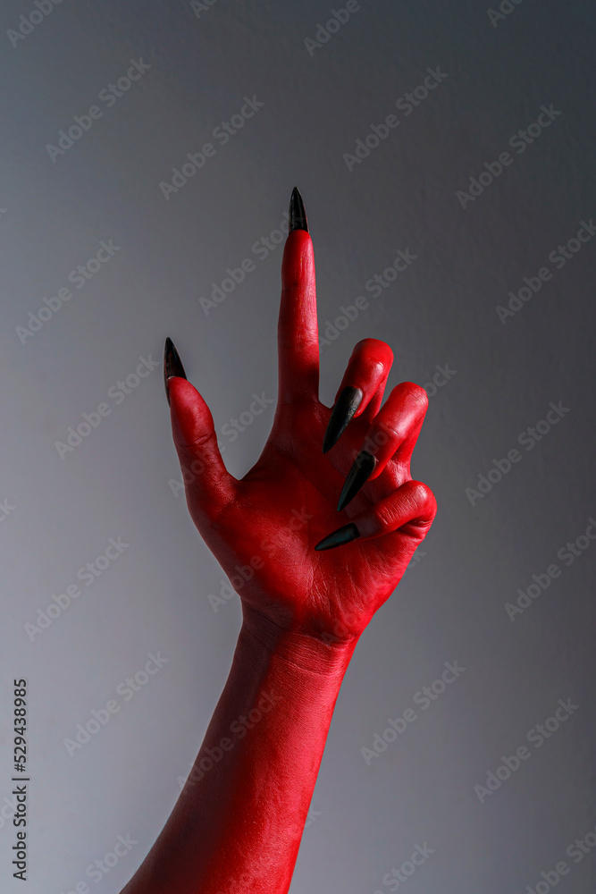 Scary female monster hands halloween character red color isolated on ...