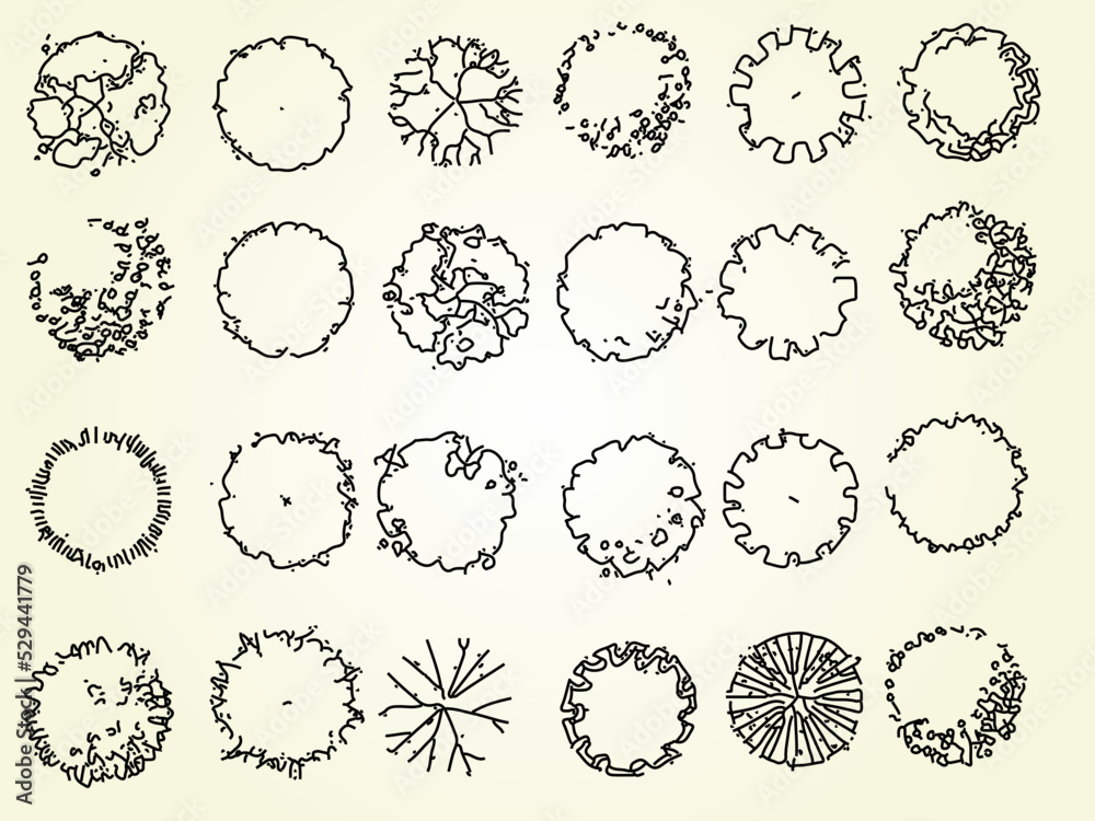 Hand-drawn planting parts perfect for architectural drawings, sections ...