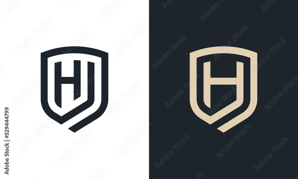 Initial Letter H Shield Monogram logo Concept icon sign symbol Design ...