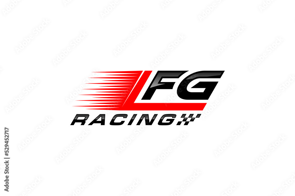 Racing car logo design checkered flag motion speed illustration symbol ...