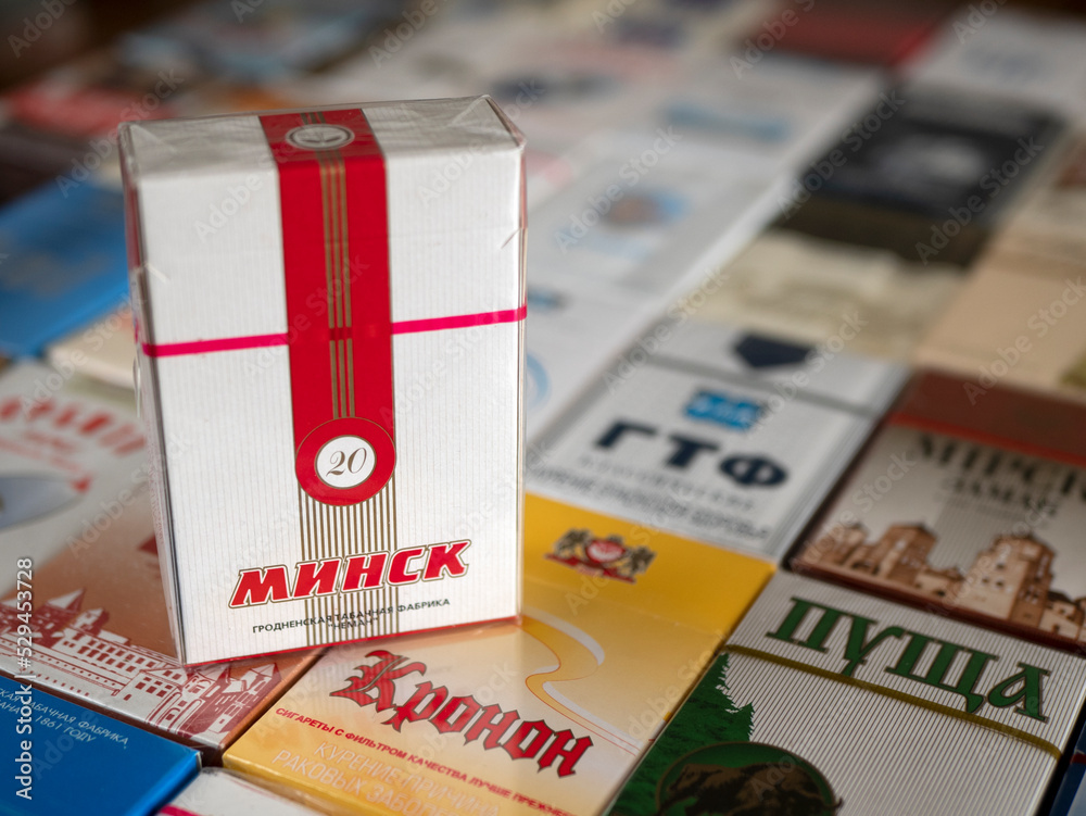 Foto de Soligorsk, Belarus - 5 September 2022: Packs of Belarusian ...
