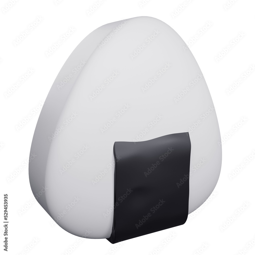 3D rendering simply design onigiri rice ball on transparent background ...