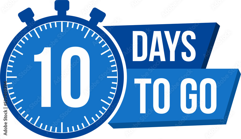 10 Day to go. Countdown timer. Clock icon. Time icon. Count time sale ...