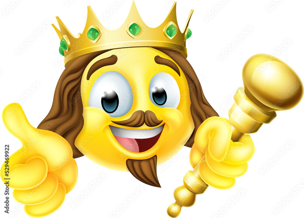 King Emoticon Emoji Face Gold Crown Cartoon Icon Stock Illustration ...