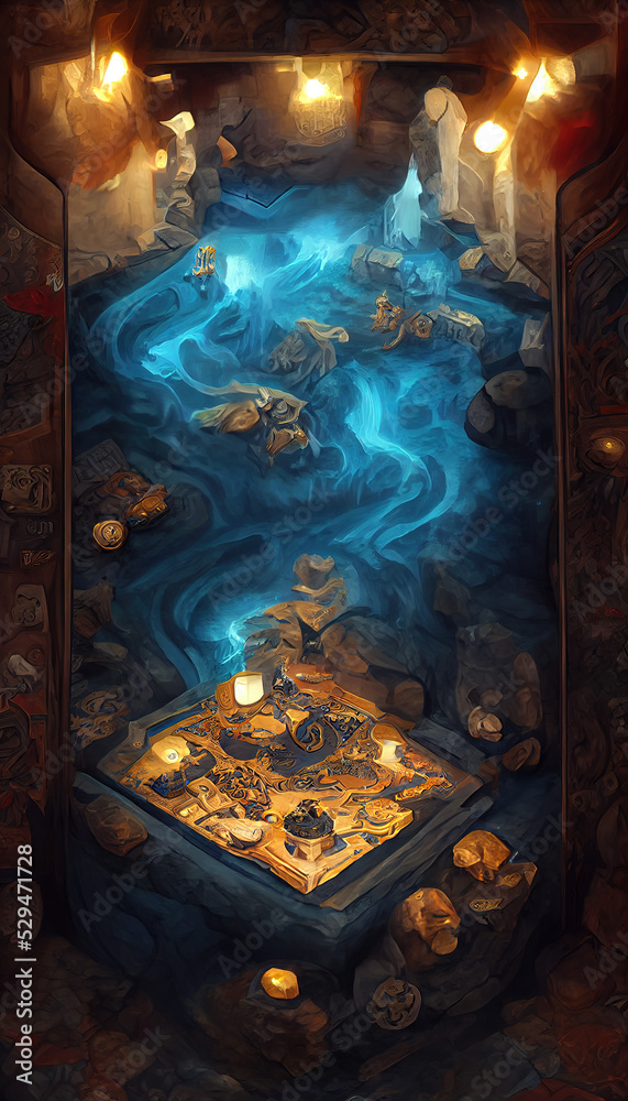 Map of City with Red Tiles. River in Cave. Card Deck. Game Art. Ui Kit ...