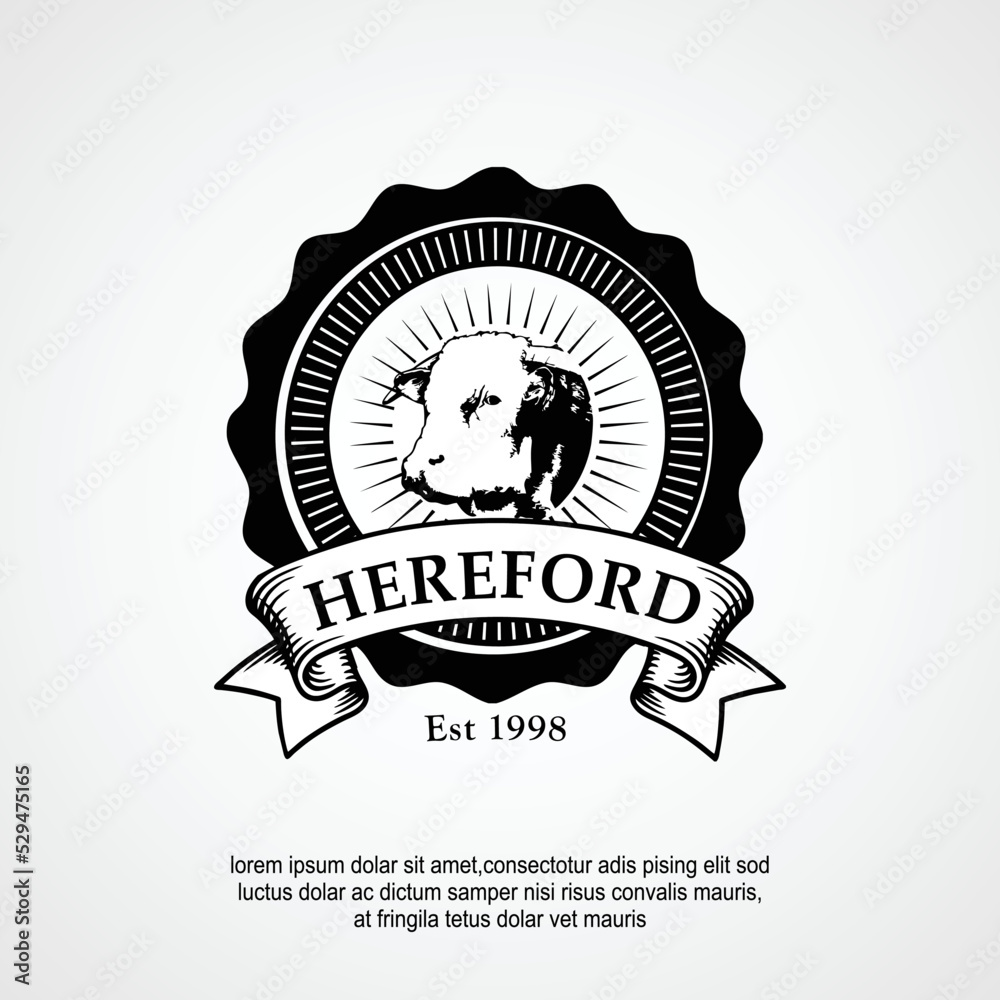 hereford cattle farm label logo design idea Stock Vector | Adobe Stock