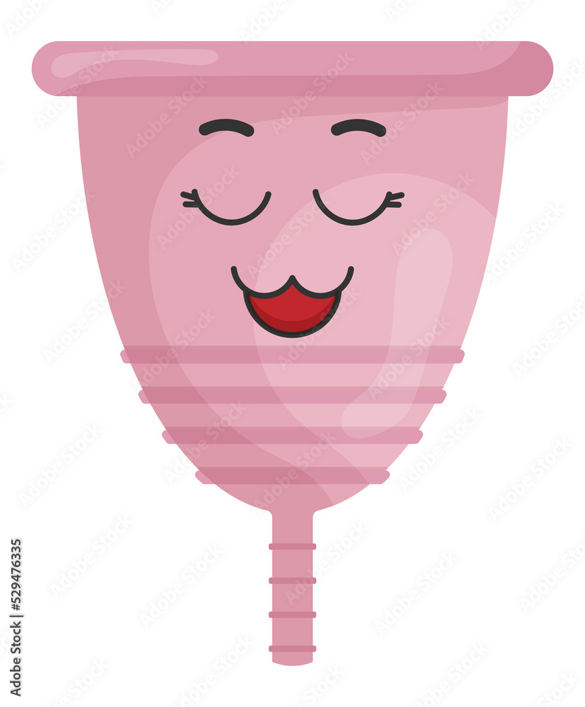 Sticker funny menstrual cup with kawaii emotions. Kawaii faces.Cartoon ...