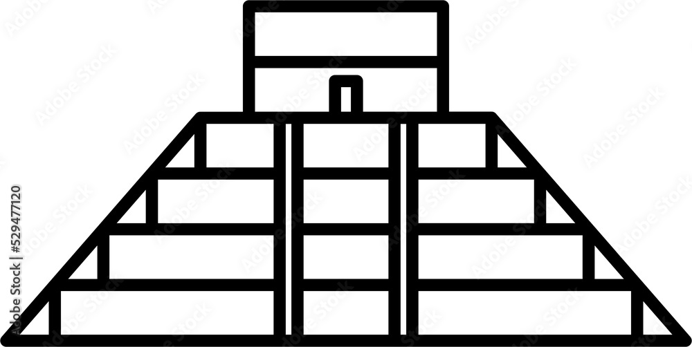 outline simplicity drawing of chichen itza landmark front elevation ...