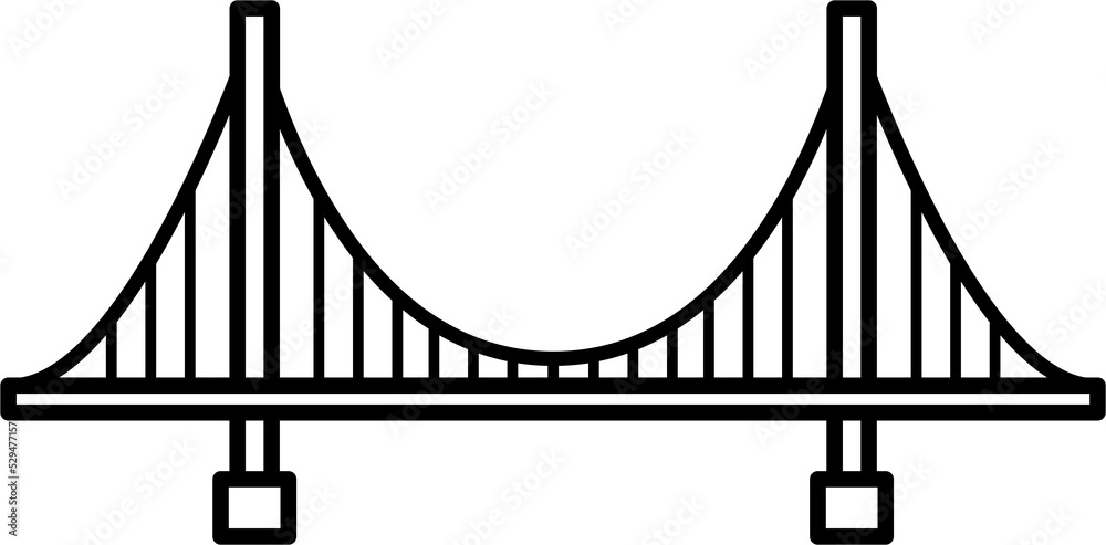 outline simplicity drawing of golden gate bridge landmark front ...