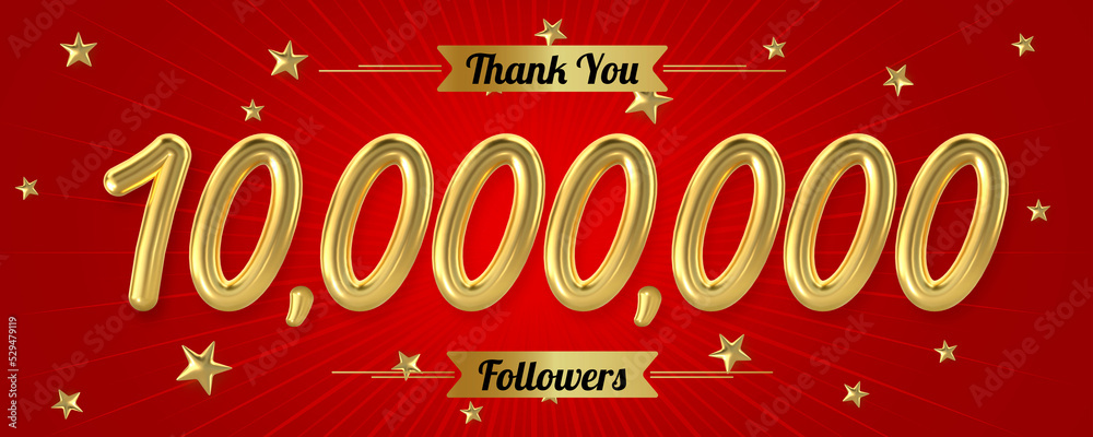 3d golden 10 million with star and red background. 3d illustration ...