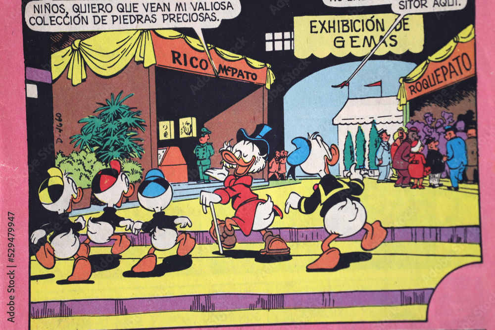 Donald Duck Comic Magazine. Donald, with his nephews Huey, Dewey and ...