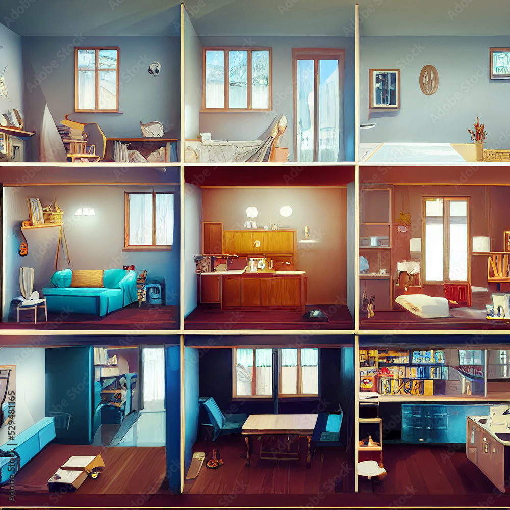 cross section of a multi-story apartment building Stock Illustration ...