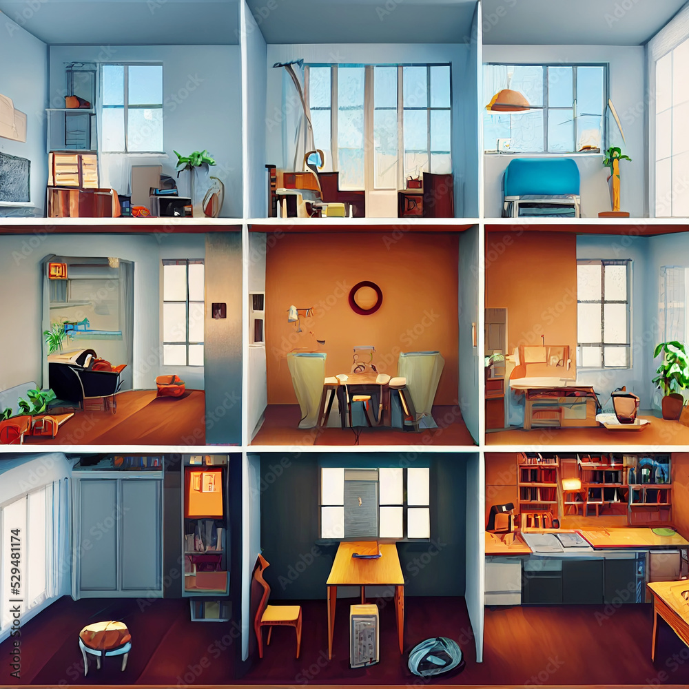 cross section of a multi-story apartment building Stock Illustration ...