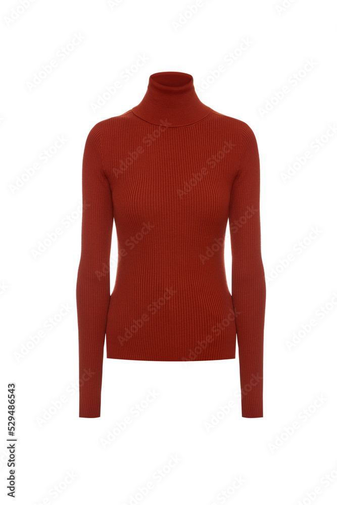 Ghost mannequin. Terracotta color women's turtleneck sweater without ...