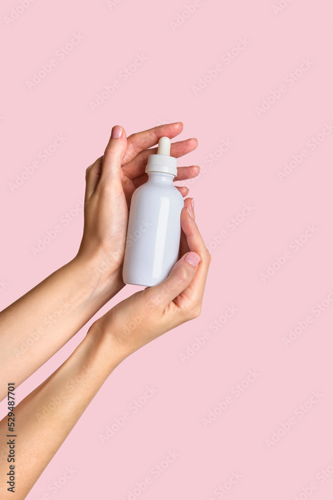 Woman hand showing cream product. Cosmetic product branding mockup ...