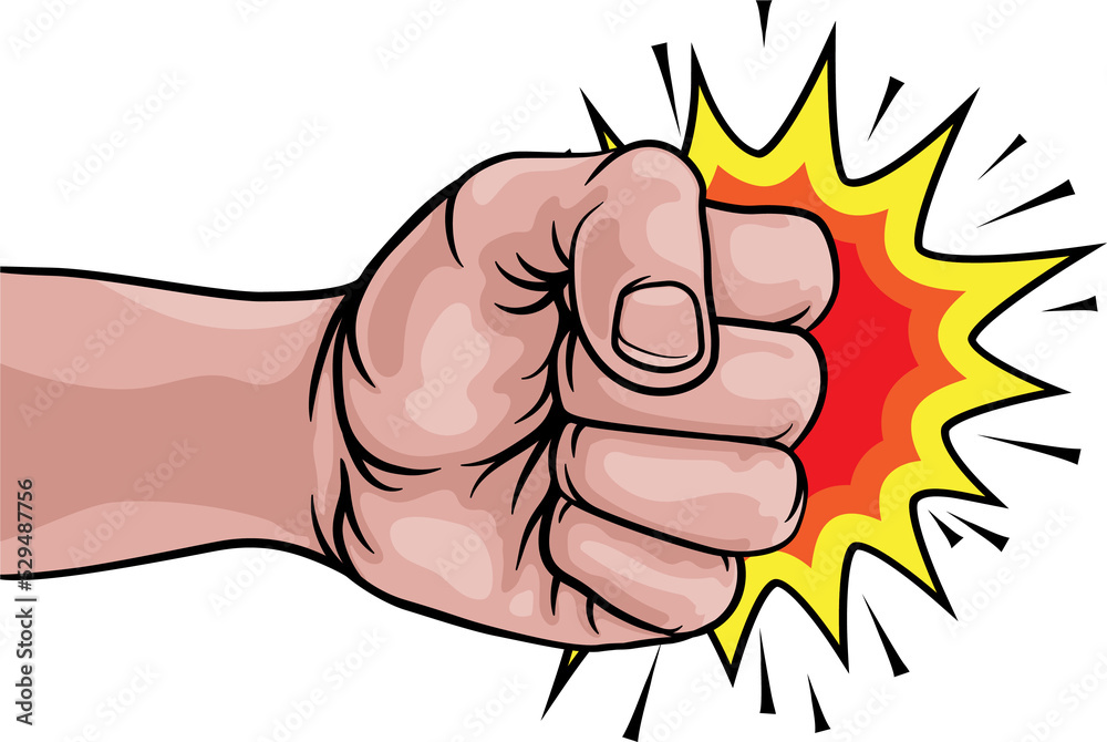 Fist Punch Hand Comic Pop Art Explosion Cartoon Stock Illustration ...