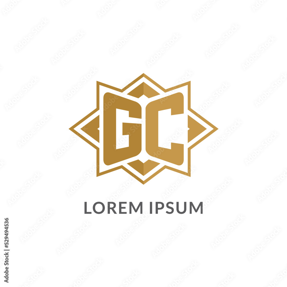 Initial letter GC logo monogram with eight point star style design ...