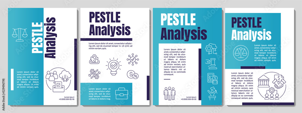 PESTLE analysis blue brochure template. Management tool. Leaflet design ...