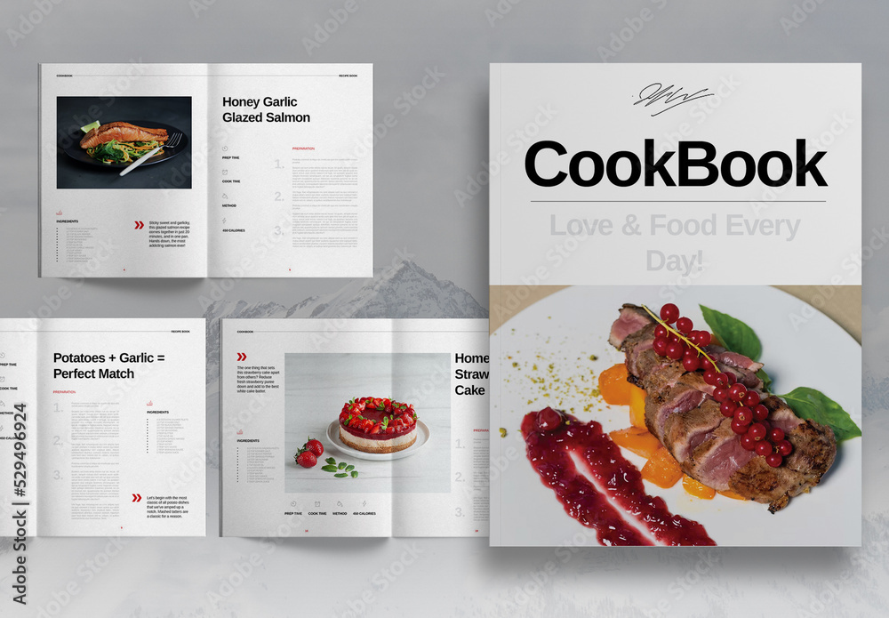 Cookbook Recipe Layout Stock Template | Adobe Stock