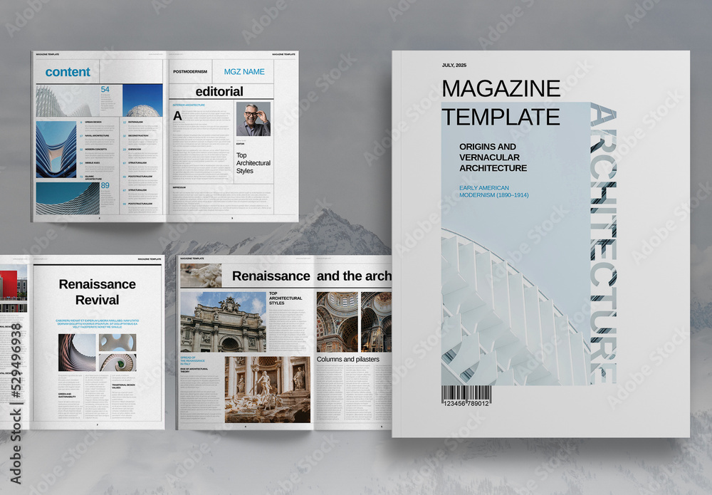 Architecture Magazine Layout Stock Template | Adobe Stock