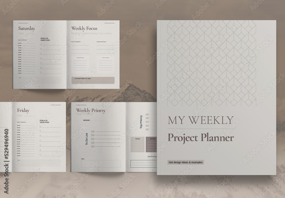 Weekly Planner Workbook Layout Stock Template | Adobe Stock