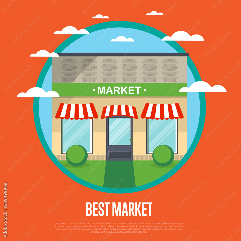 Best market banner in flat design vector illustration. Supermarket ...