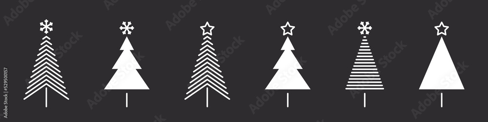 Christmas tree icons. Modern christmas icons. Xmas signs. Collection of ...