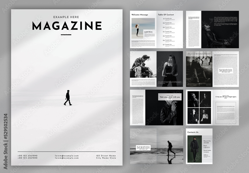 Clean Magazine Layout Stock Template | Adobe Stock